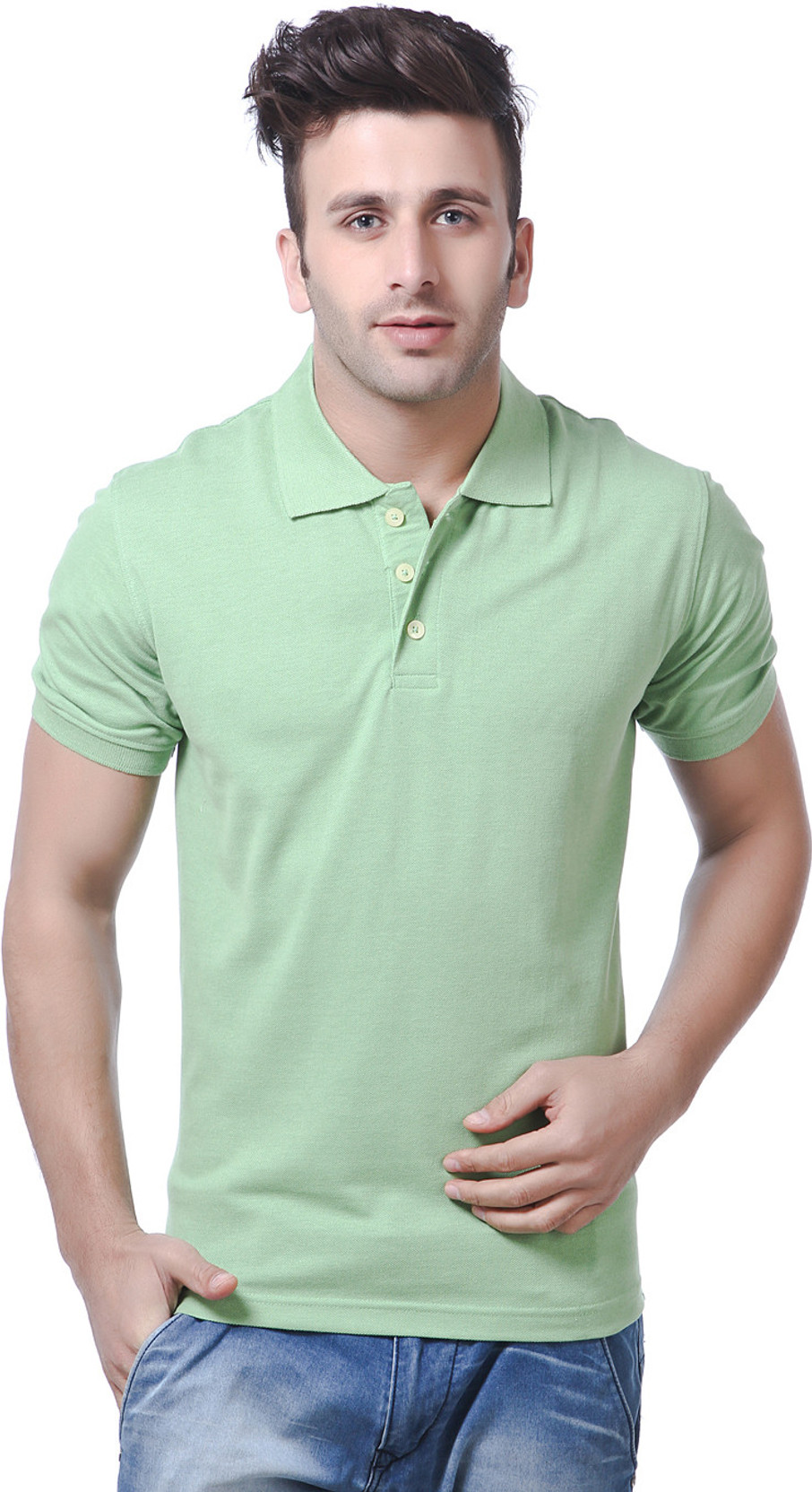 American Crew Solid Mens Polo Neck Light Green T Shirt Buy Light