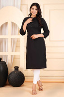ertyuio Women Solid A-line Kurta(Black) Lowest Price in Online , India ...