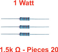 ELPH 20 pieces of 1K5 Ohm_1WATT Resistance Fixed Resistor(1.5 kilo ohm ...
