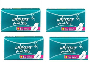 Whisper Maxi Fit Regular 8s Sanitary Pads For Women, 45% OFF