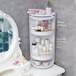 Rhydon Bathroom Rotating Triangle Storage Rack 360 Degree Rotating Multi Function Organizer Plastic Triangle Shelf Dust Proof Waterproof Corner Rack for Cabinet Bathroom Kitchen Bedroom Plastic Wall S...