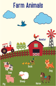 Farm Animals Educational Poster Chart For Kids Room