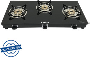 Khaitan 3 Burner Premium Black Glass Manual Gas Stove Price in India Buy Khaitan 3 Burner Premium Black Glass Manual Gas Stove online at Flipkart