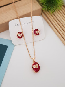RADHE FASHION JEWELLERY Rose Gold Stainless Steel Heart Pendant for Women Gold plated Plated Brass Necklace Set Price in India Buy RADHE FASHION JEWELLERY Rose Gold Stainless Steel Heart Pendant for W...