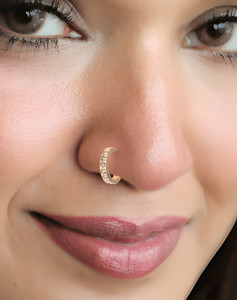 THANU S CRAFT Rose Gold Crystal Stone Nose Pin Ring Bali Preesing Pins For Women Girls Crystal Gold plated Plated Metal Nose Ring Price in India Buy THANU S CRAFT Rose Gold Crystal