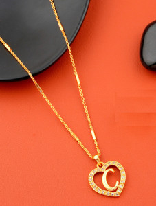 Jewel WORLD C name letter Diamond Pendant locket chain for girls women Gold plated Beads Alloy Price in India Buy Jewel WORLD C name letter Diamond Pendant locket chain for girls