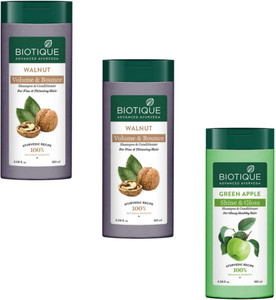 BIOTIQUE Shampoo 180ml Walnut Volume Bounce 2pcs Green Apple Pack of 3 Price in India Buy BIOTIQUE Shampoo 180ml Walnut Volume Bounce 2pcs Green Apple