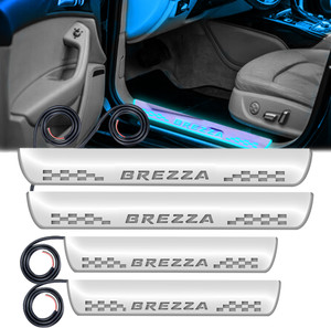 CARZEX Waterproof Heavy Material Car Door Foot Step Led Sill Plate for Maruti Suzuki Brezza Set of 4 PCS Blue Door Sill Plate Price in India Buy CARZEX Waterproof