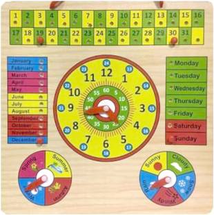 Crazycrafts Wooden Clock Calendar Days Month Week Season Weather ...