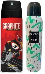 zudio PULSE -1,GRAPHITE INTENCE-1 PACK OF 2 Body Mist - For Men & Women ...