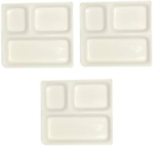 ACRYPOLY Acrylic Pav Bhaji/Chole Bhature 3 Partition Plate (9X9X1 Inch ...