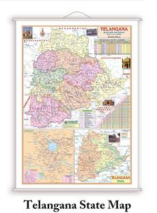 Telangana State Map. (Laminated, Rollup) in English Language, Size: 40 ...