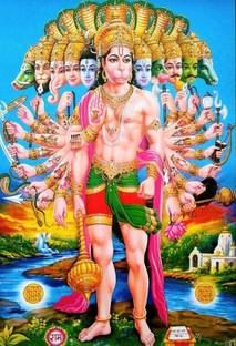 Poster 11 Mukhi Hanuman Ji sl-16639 (Large Poster, 36x24 Inches, Banner Media) Fine Art Print ...