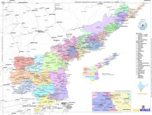 Map of { ANDHRA PRADESH } with Towns, Highways-Rail and District ...