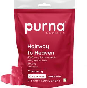 Purna Gummies Biotin Cranberry Flavour Gummy for Hair, Nails, & Skin, 1 ...