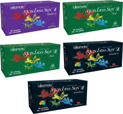 42% OFF on okamoto Skinless Skin - Strawberry 1350 Dots, Blueberry and ...