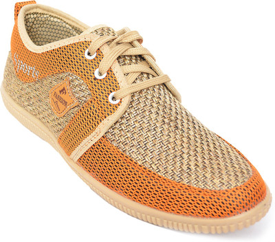35% OFF on Desi Juta Men's Jute Casual Shoes Sneakers For Men(Orange ...