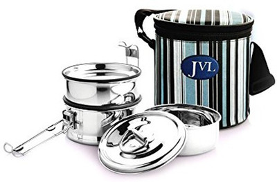 Buy JVL TLP0 Leak Proof Stainless Steel Triple Decker Lunch Box, 850 ml ...