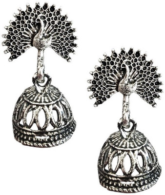Black metal peacock earrings store