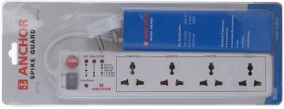 ANCHOR - Spike Guard 4 Way Socket with Single Switch Autodetect Wire ...
