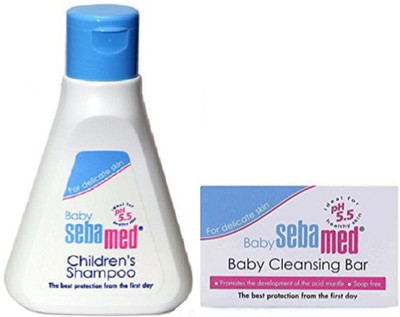 Sebamed Baby Cleansing Soap Bar 100gm + Children's Shampoo 50ml(White ...