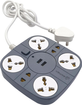 Axmon Extension Cord with 2 USB Charging Ports and 6 Socket - 10 Amp ...
