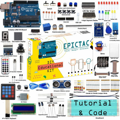 EPICTAC RC522 RFID Starter Kit for Arduino UNO with SG90 Servo, ADXL345, LCD 16x2, 4x4 Keypad ...