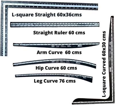 KHYATI Fashion Designing Scale- Hard Plastic Scale- Set of 6, L-Square ...