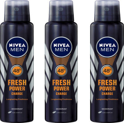 NIVEA fresh power charge Deodorant Spray - For Men(450 ml, Pack of 3 ...