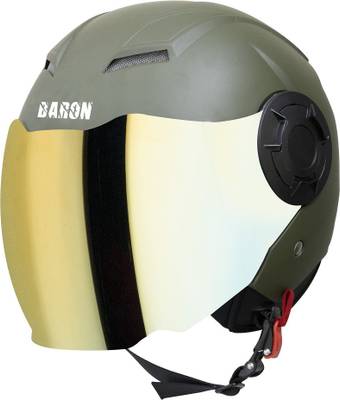 Steelbird Baron Open Face Helmet, ISI Certified Helmet in Matt Battle ...