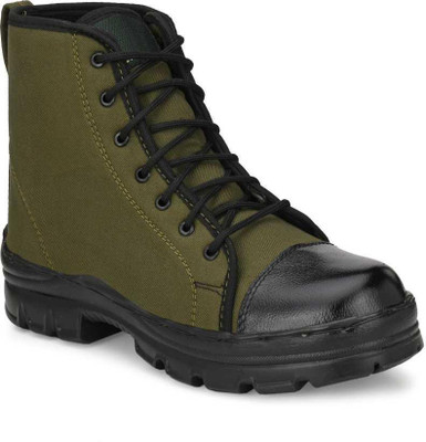 CURBS Green Combat Jungle Army Boots Boots For Men(Olive, Black , 6 ...