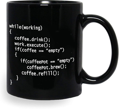 craft maniacs COFFEE LOVE CODE ART THEME FAN ART PRINTED BLACK CERAMIC ...