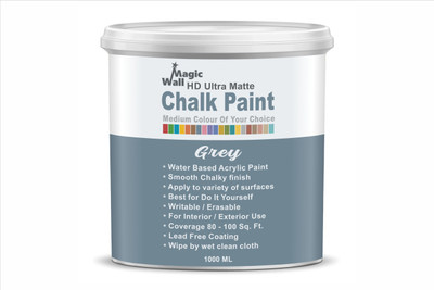MagicWall Chalk Paint Grey | 1 Liter - Matt Finish | Water Base Acrylic ...