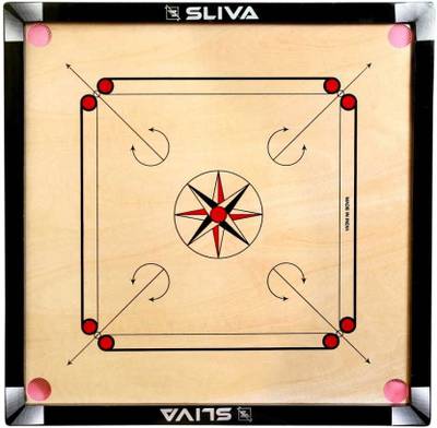 Silva 32 Inch Wood Round Pocket Carrom Board 81.28 cm Carrom Board 4 cm ...