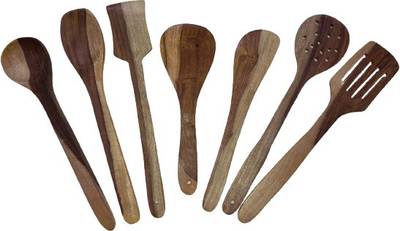 WOODINCLINE wooden cookware original seasoned sheesham wood spoon set ...