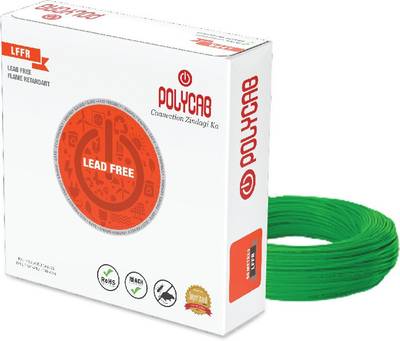 Polycab Flame retardant, lead free PVC 1 sq/mm Green 90 m Wire - Price ...