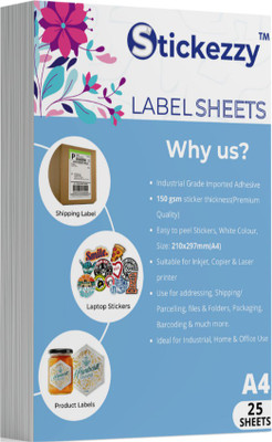 Stickezzy Sticker Paper for Inkjet Printer (25 Sheets 110 gsm) : super ...