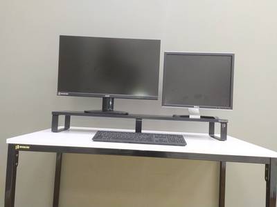 Invisible Bed Monitor Riser stand for 2 Monitors Engineered Wood Study ...