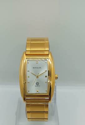 Royalex Men's Watch Silver Dial Golden Case And Golden Chain ...