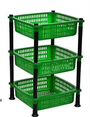 DharmikEn Fruits/Vegetables Kitchen Rack Plastic 3 layer vegetable ...