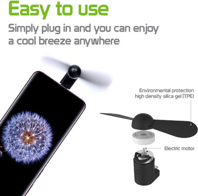 TECHGEAR Type C Portable Fan Cell Phone Mini Electric Fan Cooling ...