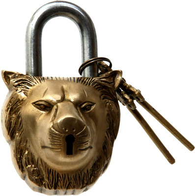 61% OFF on Aesthetic Decors Brass Lion Head Design Padlock(Gold) on ...