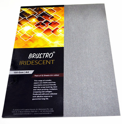 Buy BRuSTRO Iridescent Unruled A4 120 gsm Project Paper(Set of 12, Grey ...