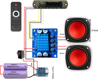 ots world DIY Complete Stereo Amplifier (TPA3116) Kit, Bluetooth/Fm MP3 ...