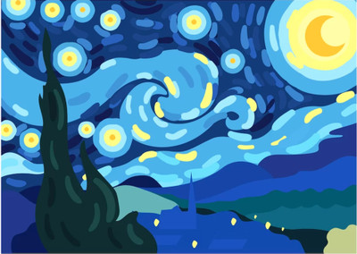Craftmate Starry Night by Vincent Van Gogh Paint by Numbers Kit , 16 ...