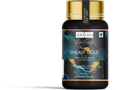Kapiva Shilajit Gold 30 Capsules | Contains 24 Carat Gold | Boosts ...