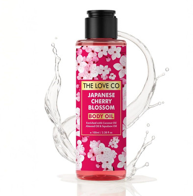 The Love Co. Japanese Cherry Blossom Body Oil with Coconut, Almond Oil ...