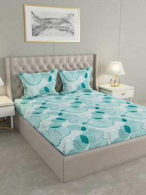 Raymond Home 104 TC Cotton Double Floral Flat Bedsheet(Pack of 1, Green ...