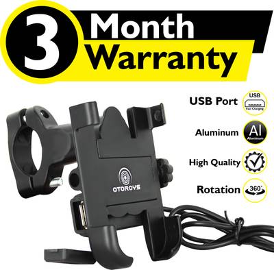 Otoroys Universal Bike Mount Holder Metal Body 360 Degree Rotating Handlebar Metal Body Cradle ...