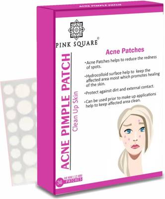 Pink Square Acne Pimple Clearing Stickers cover with 100% Hydrocolloid ...